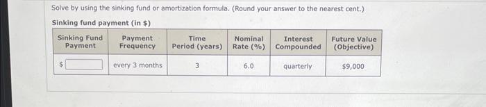 Solved Solve by using the sinking fund or amortization | Chegg.com