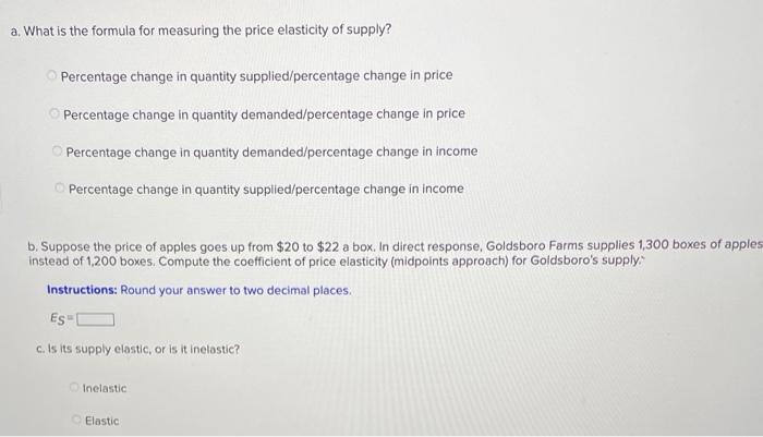 Solved a. What is the formula for measuring the price | Chegg.com
