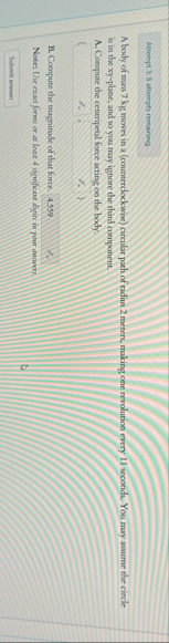 Solved Attempt 3:8 ﻿atteupts remainingA body of mass 7 ﻿kg | Chegg.com