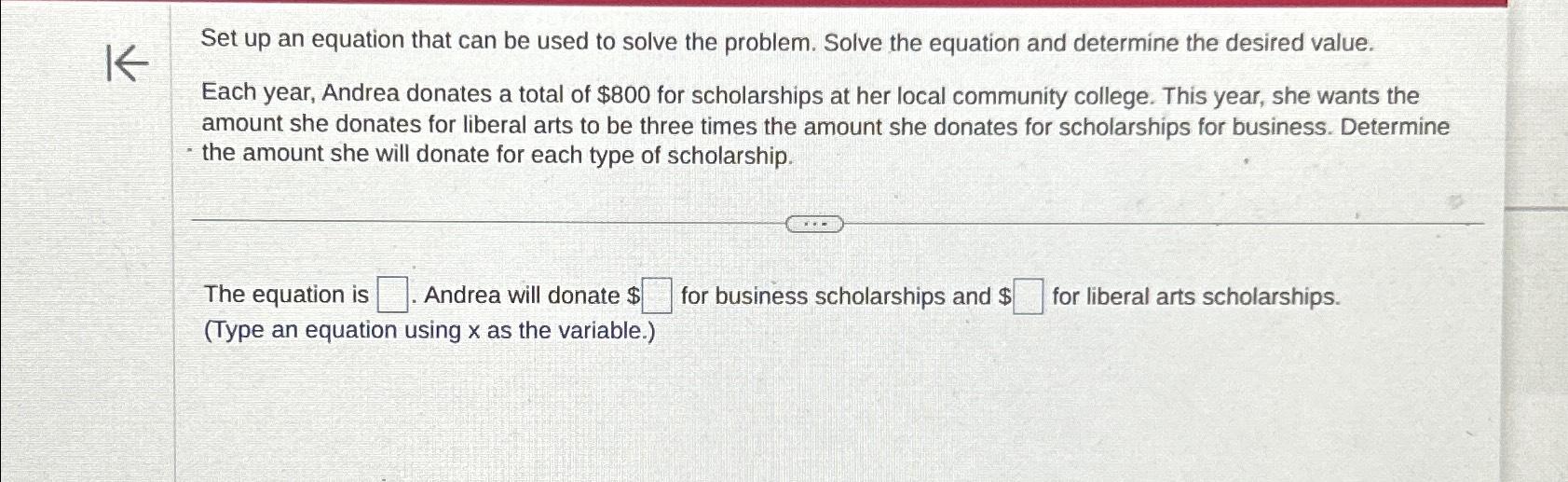 Solved Set up an equation that can be used to solve the | Chegg.com