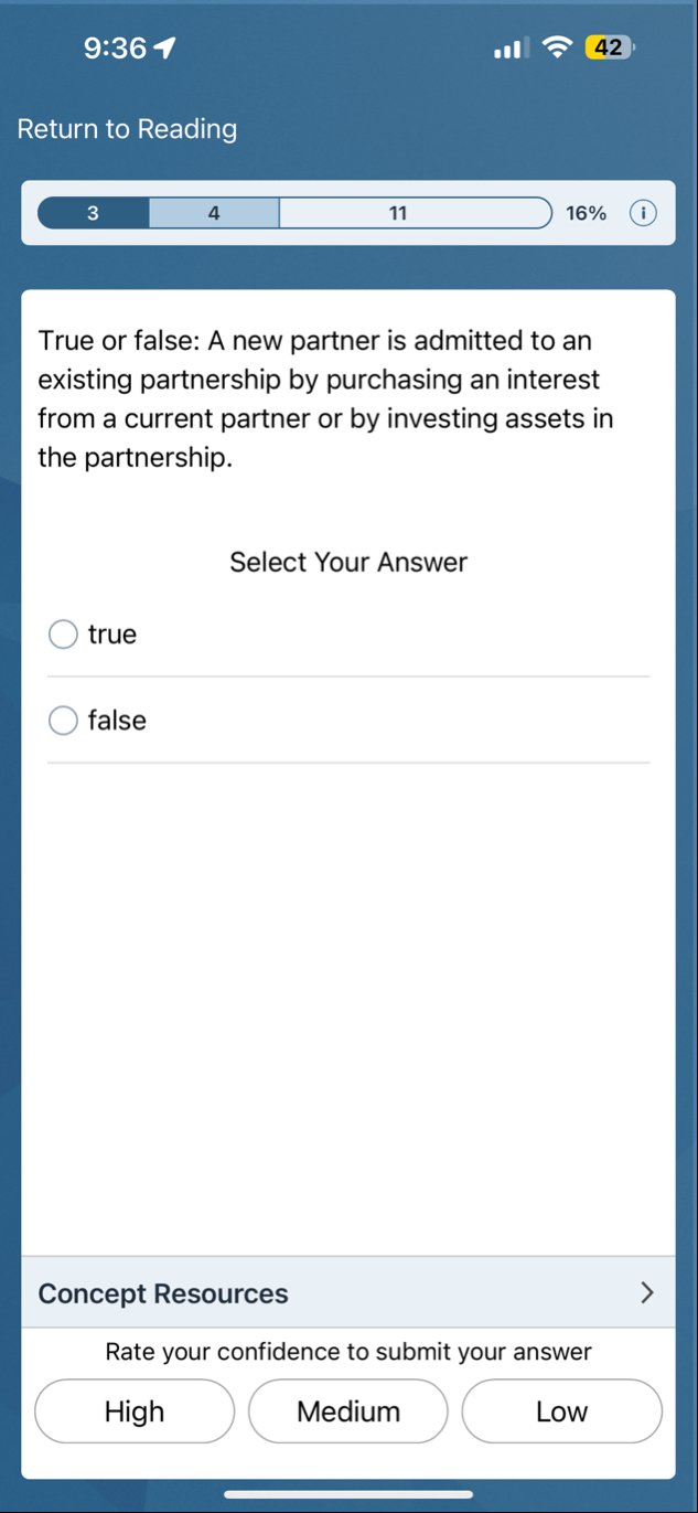 Solved 9:36 ﻿uarr42Return to Reading341116%True or false: A | Chegg.com