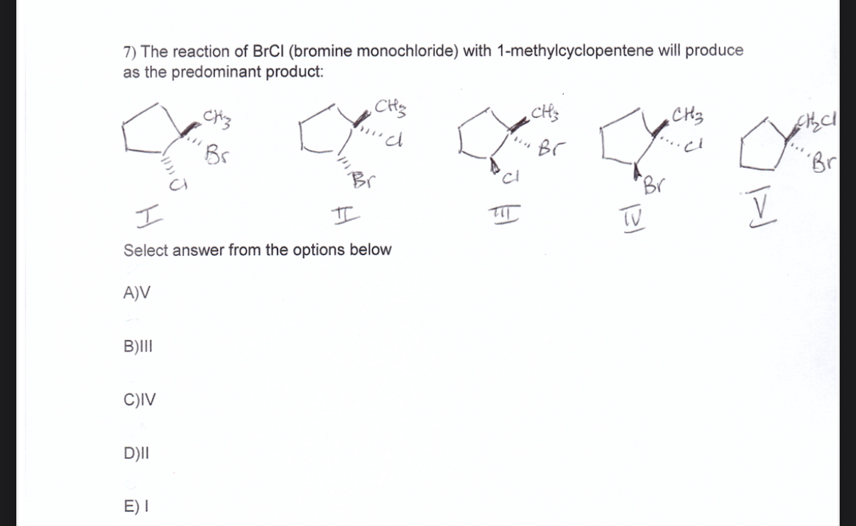 Solved The reaction of BrCl (bromine monochloride) ﻿with | Chegg.com