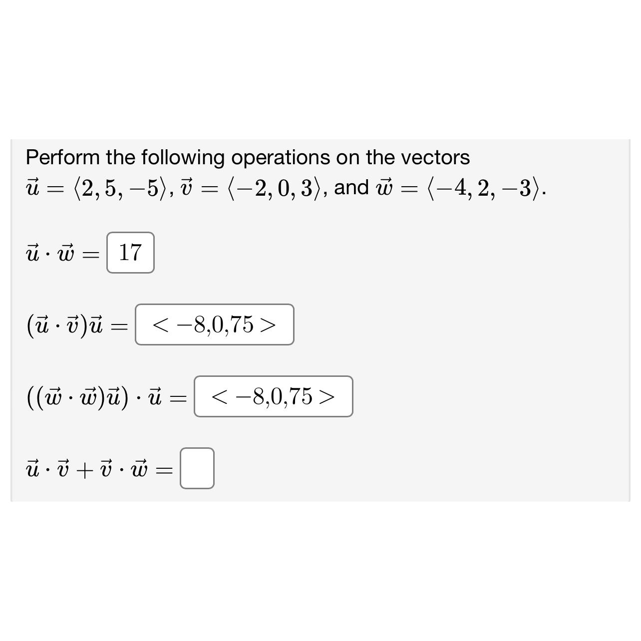 Solved Perform the following operations on the vectors | Chegg.com