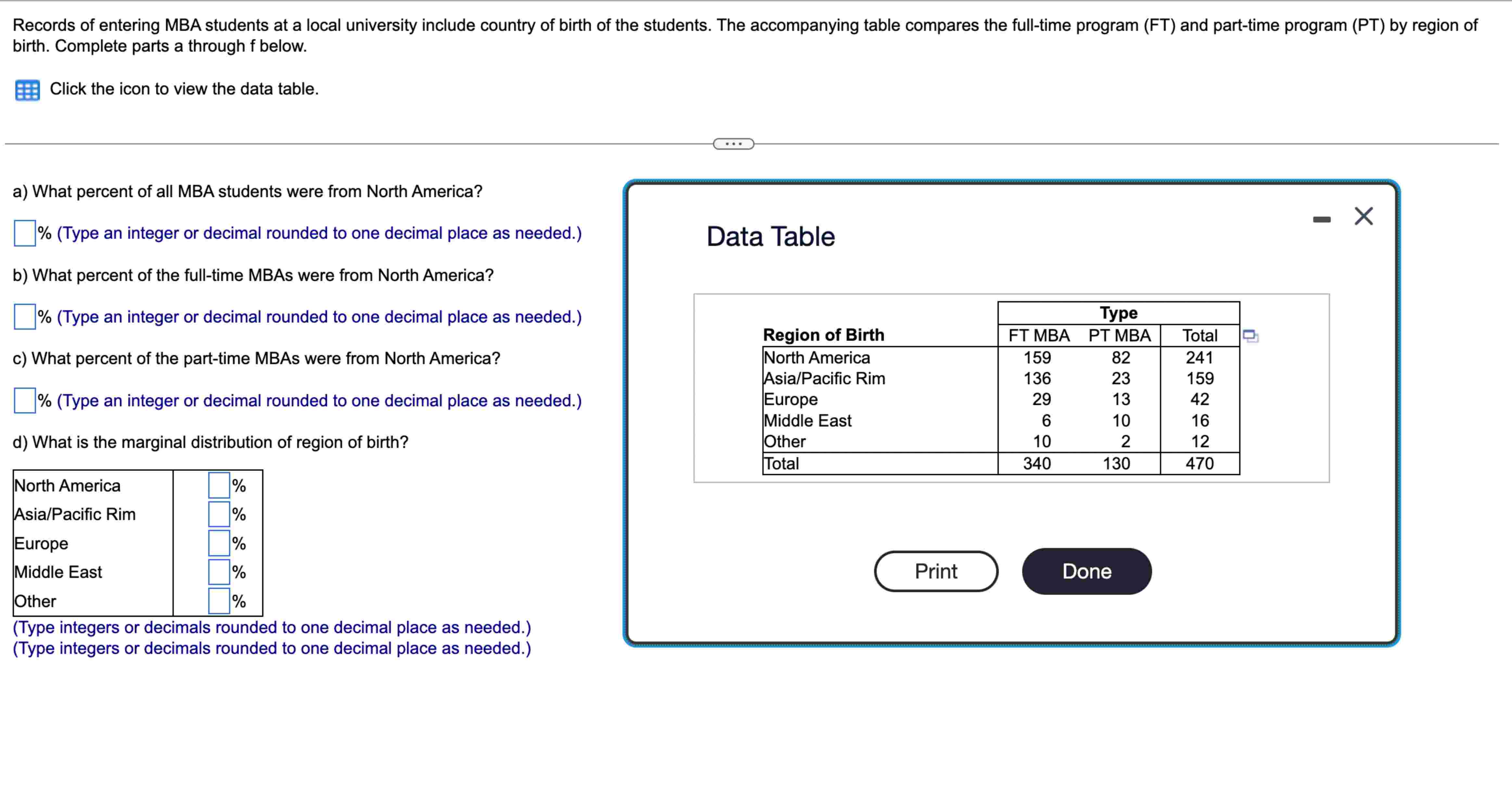 Solved Records of entering MBA students at a local | Chegg.com