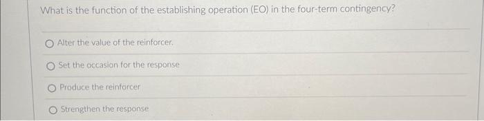 Solved What is the function of the establishing operation | Chegg.com