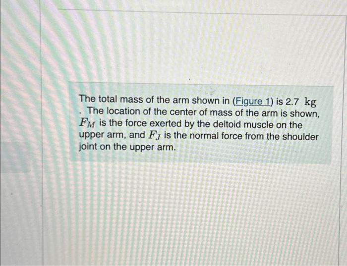 Solved The total mass of the arm shown in (Figure 1) is 2.7 | Chegg.com