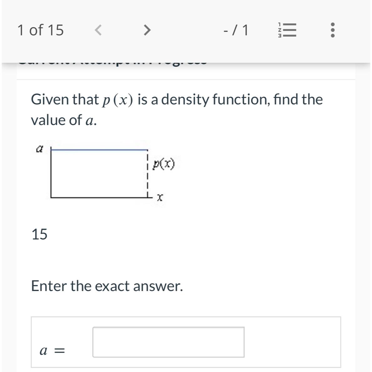 Solved 1 ﻿of 15-1Given that p(x) ﻿is a density function, | Chegg.com