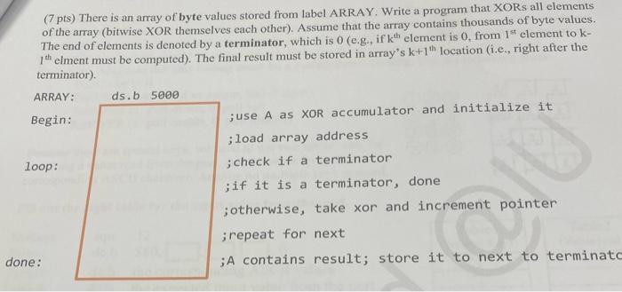 Solved (7 pts) There is an array of byte values stored from | Chegg.com Solved (7 pts) There is an array of byte values stored from | Chegg.com