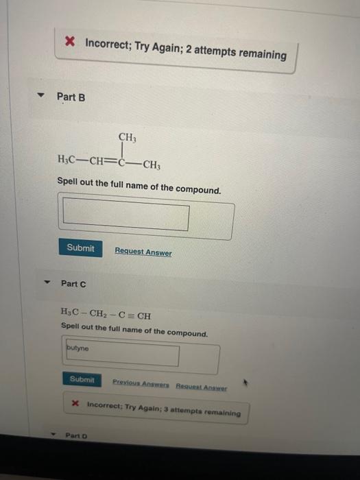 Solved Part A H2C=CH-CH3 Spell out the full name of the | Chegg.com
