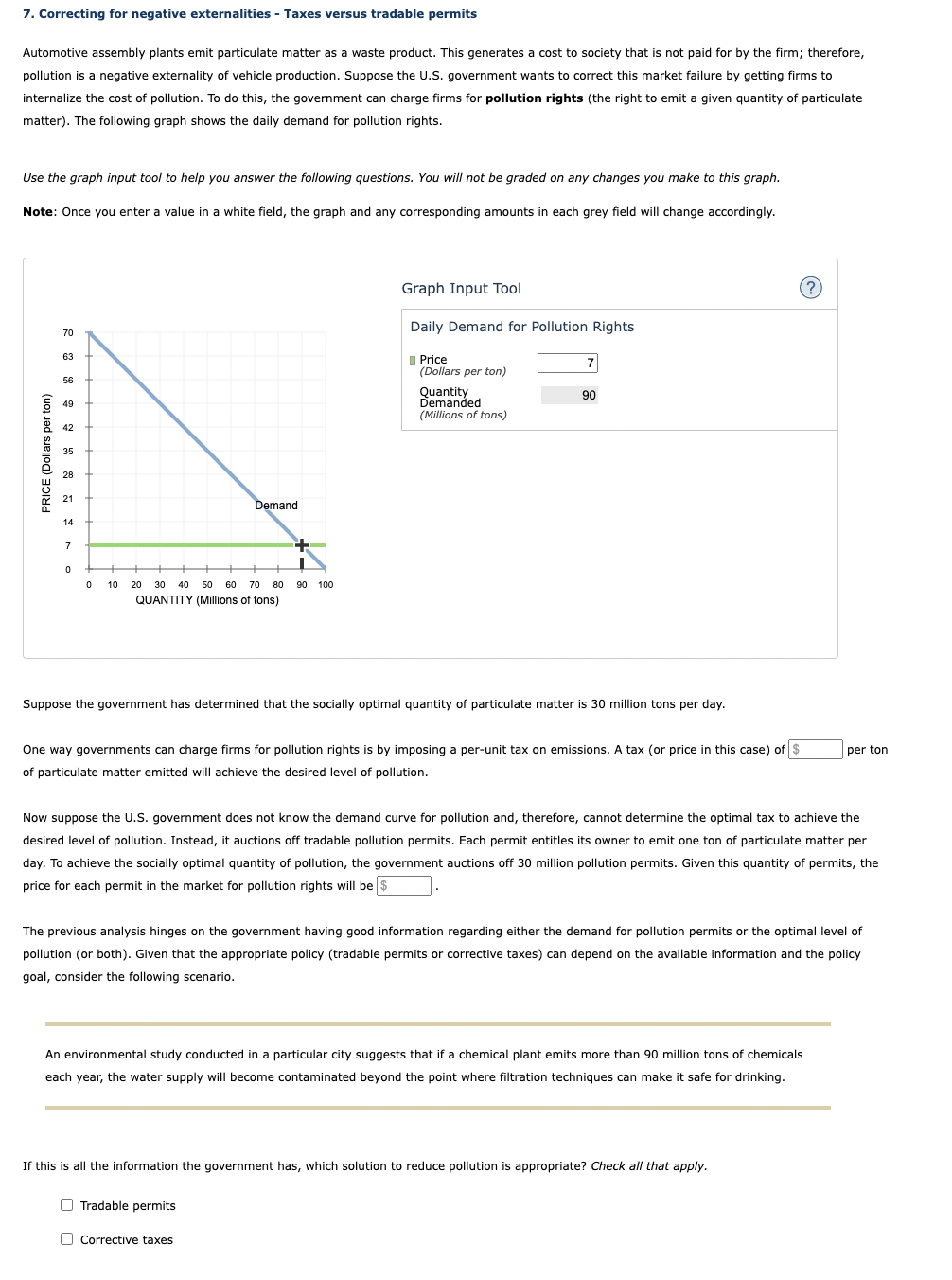 Solved 7. ﻿Correcting for negative externalities - ﻿Taxes | Chegg.com