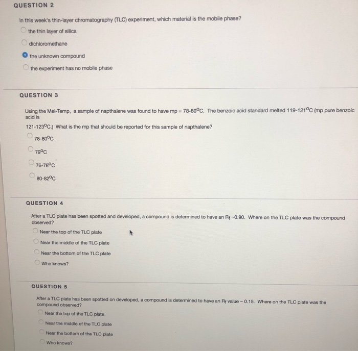 Solved QUESTION 2 In this week's thin-layer chromatography | Chegg.com