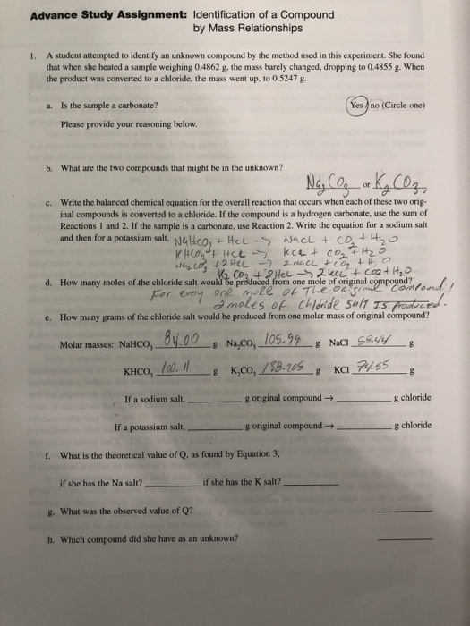 Solved Advance Study Assignment: Identification of a | Chegg.com