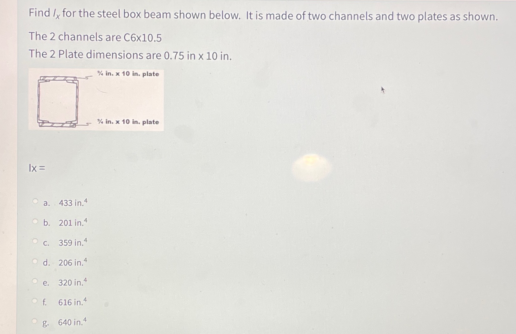 Solved Find Ix ﻿for the steel box beam shown below. It is | Chegg.com