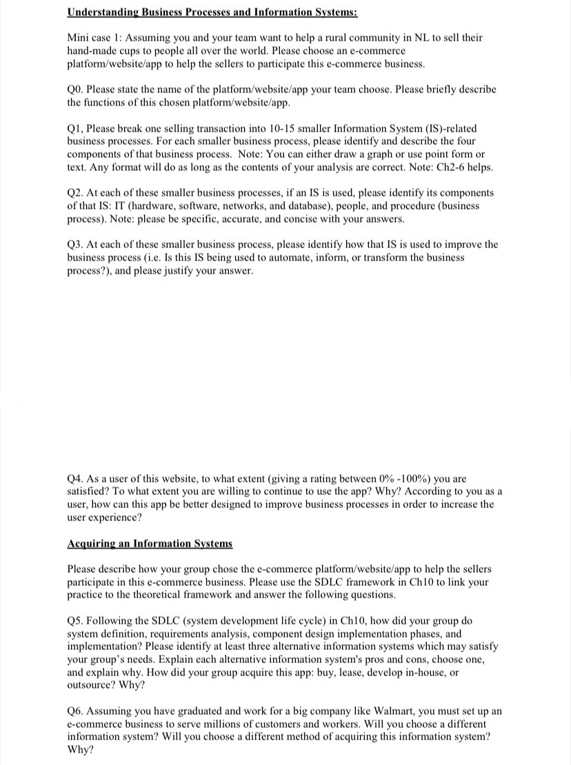 Understanding Business Processes and Information | Chegg.com