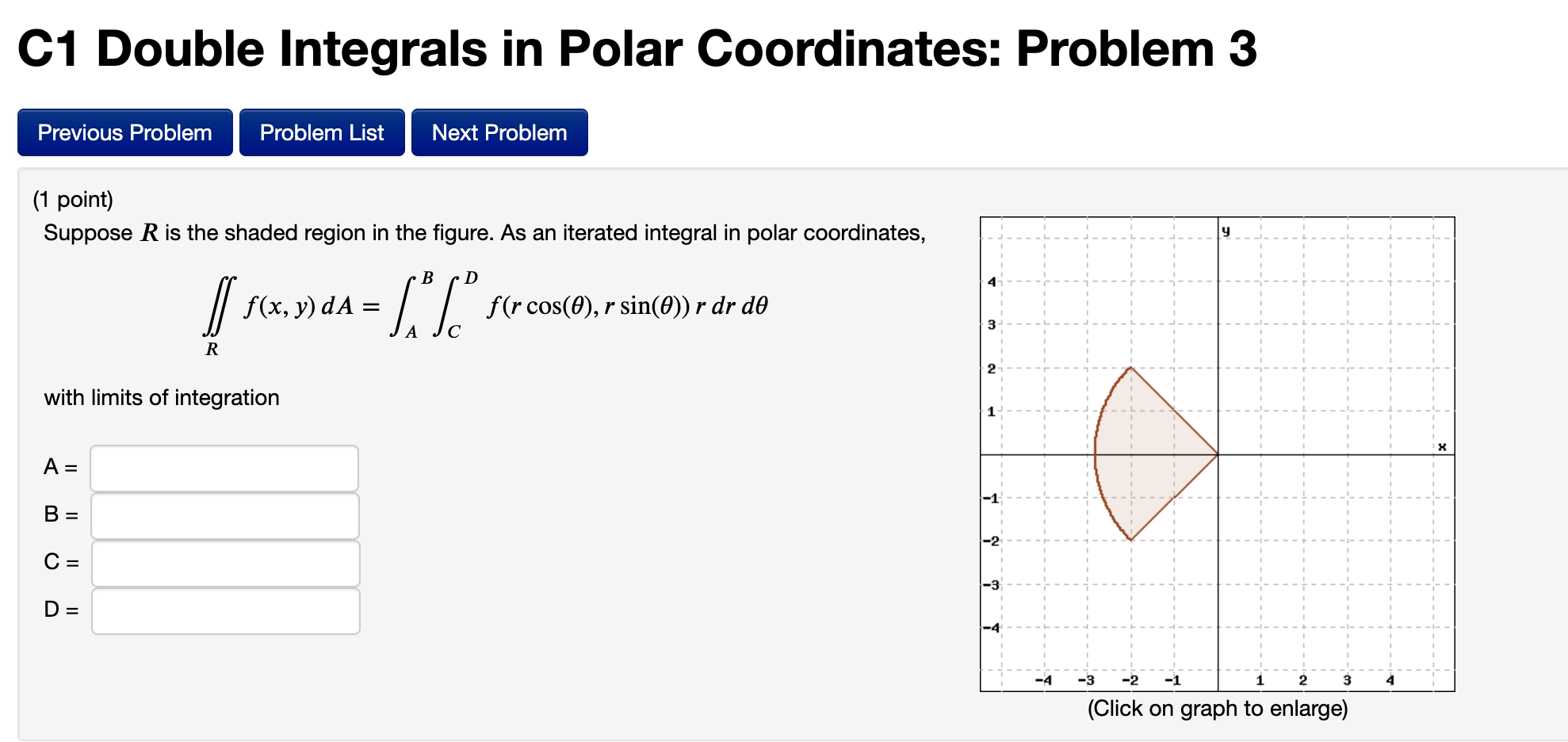 Solved C1 ﻿Double Integrals in Polar Coordinates: Problem | Chegg.com