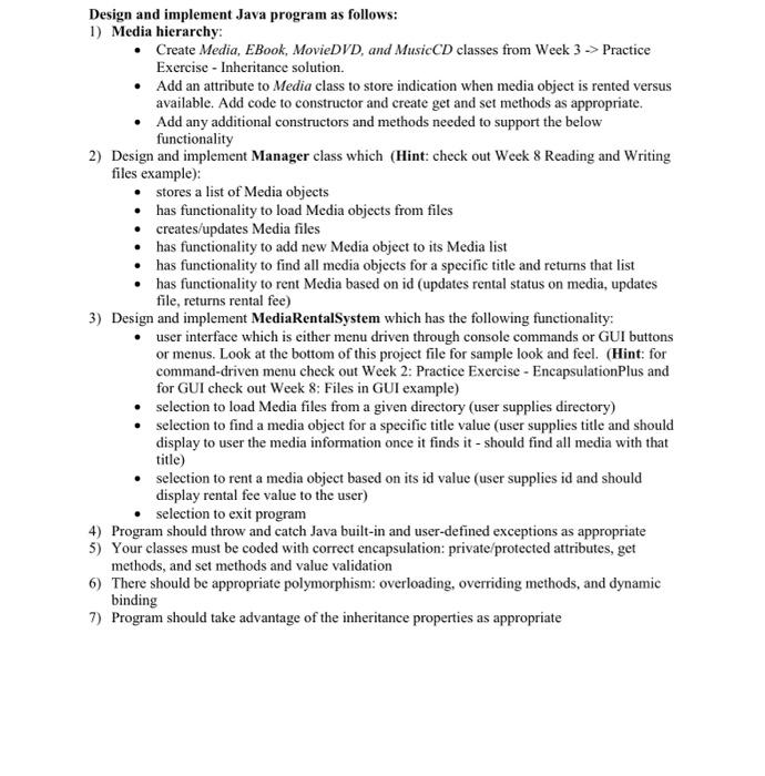 Solved Design And Implement Java Program As Follows 1