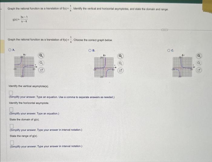 Solved Graph the rational function as a translation of | Chegg.com