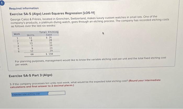 Solved Required information Exercise 5A-5 (Algo) | Chegg.com