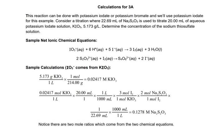 Calculations for 3A This reaction can be done with | Chegg.com