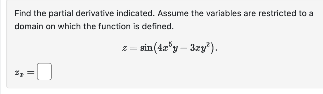 Solved Find the partial derivative indicated. Assume the | Chegg.com