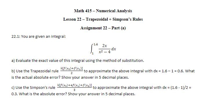 Solved Assignment 22 - ﻿Part (a)22.1: You are given an | Chegg.com