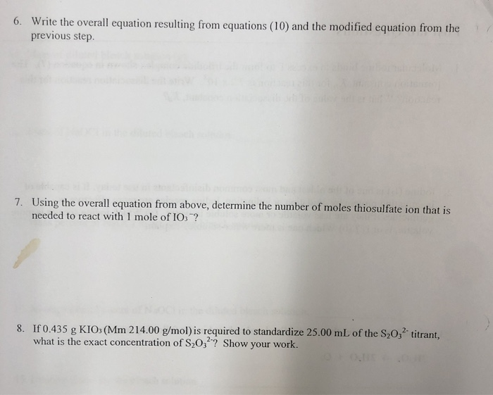 6. Write the overall equation resulting from | Chegg.com