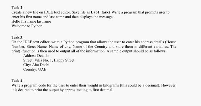 Solved Task 1 For Each Of The Following Questions Type In