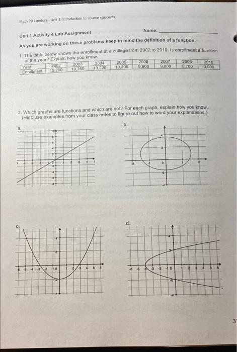 Solved Math 29 Landers Unit 1: Introduction to course | Chegg.com