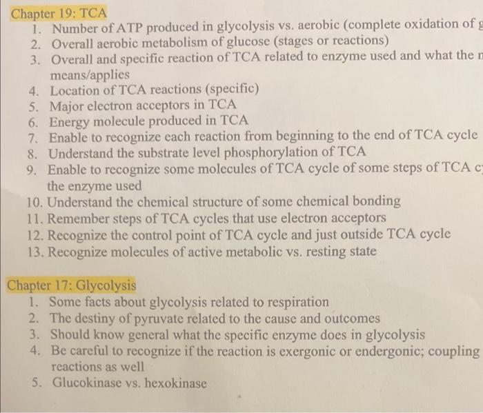 Solved Chapter 19: TCA 1. Number of ATP produced in | Chegg.com