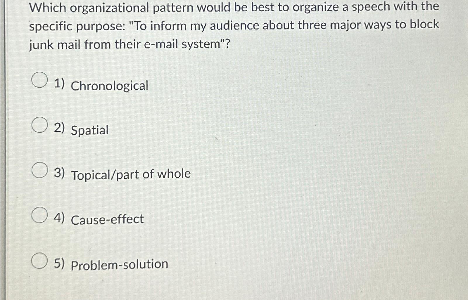 Solved Which organizational pattern would be best to | Chegg.com