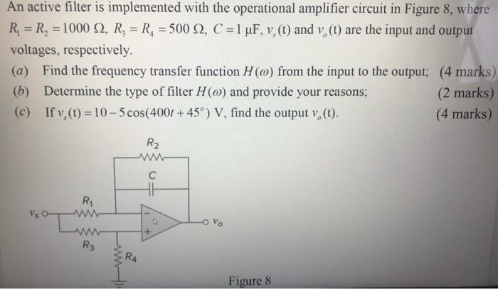 Solved An active filter is implemented with the operational | Chegg.com
