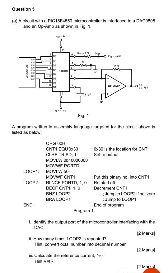 Question 5 (a) A circuit with a PIC18F4550 | Chegg.com