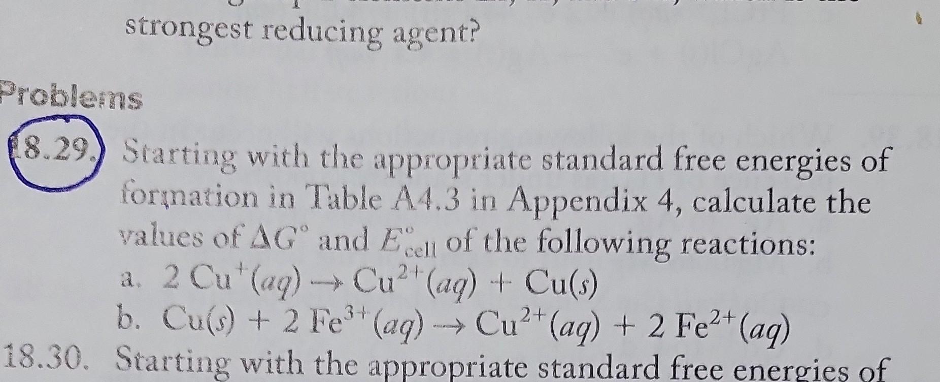 Solved strongest reducing agent? roblems 8.29. Starting with | Chegg.com
