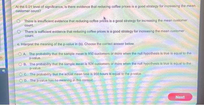 Solved The per-store daily customer count (i.e. the mean | Chegg.com