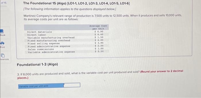 Solved The Foundational 15 (Algo) [LO1-1, LO1-2, LO1-3, | Chegg.com
