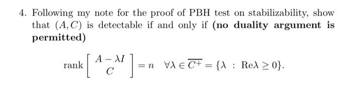 Solved 4. Following my note for the proof of PBH test on | Chegg.com