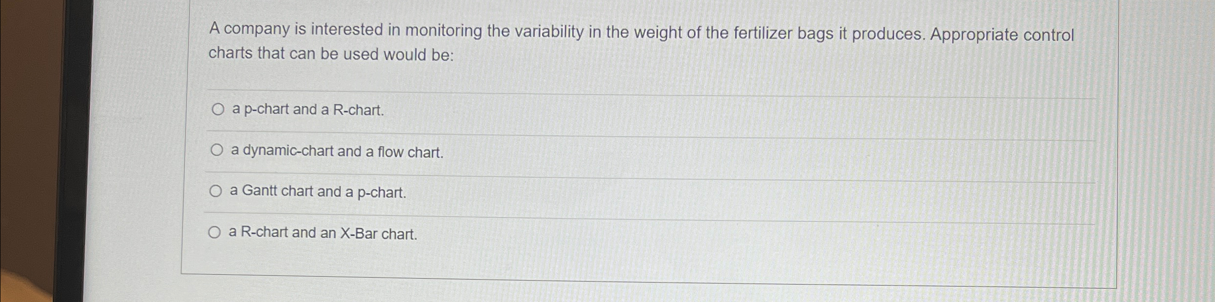 Solved A company is interested in monitoring the variability | Chegg.com