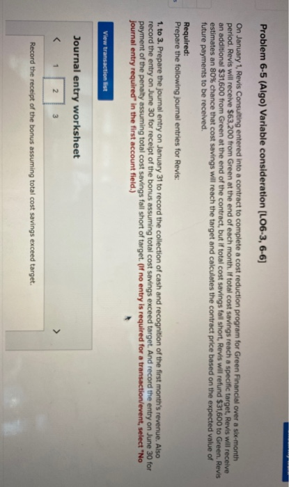 Solved Problem 6-5 (Algo) Variable consideration (LO6-3, | Chegg.com
