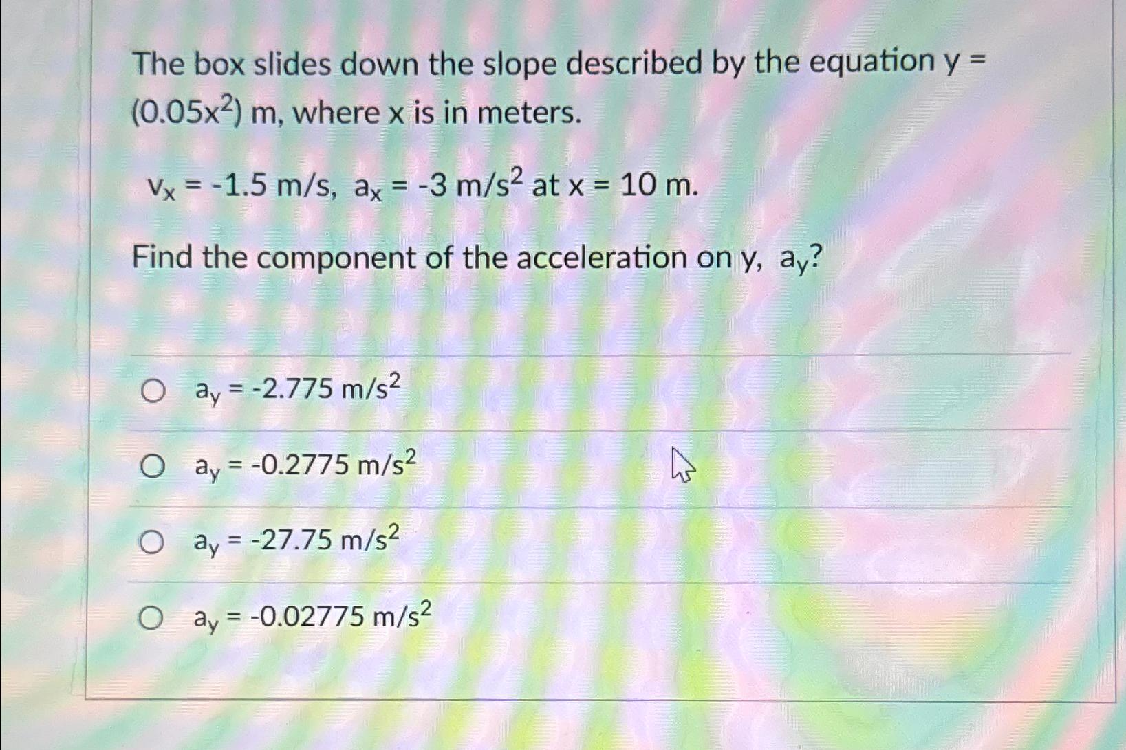 Solved The box slides down the slope described by the | Chegg.com