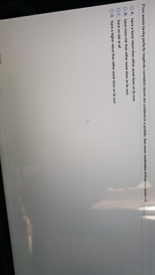 Solved If two assets having perfectly negatively correlated | Chegg.com