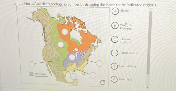 Solved Identify North America's geologic provinces by | Chegg.com