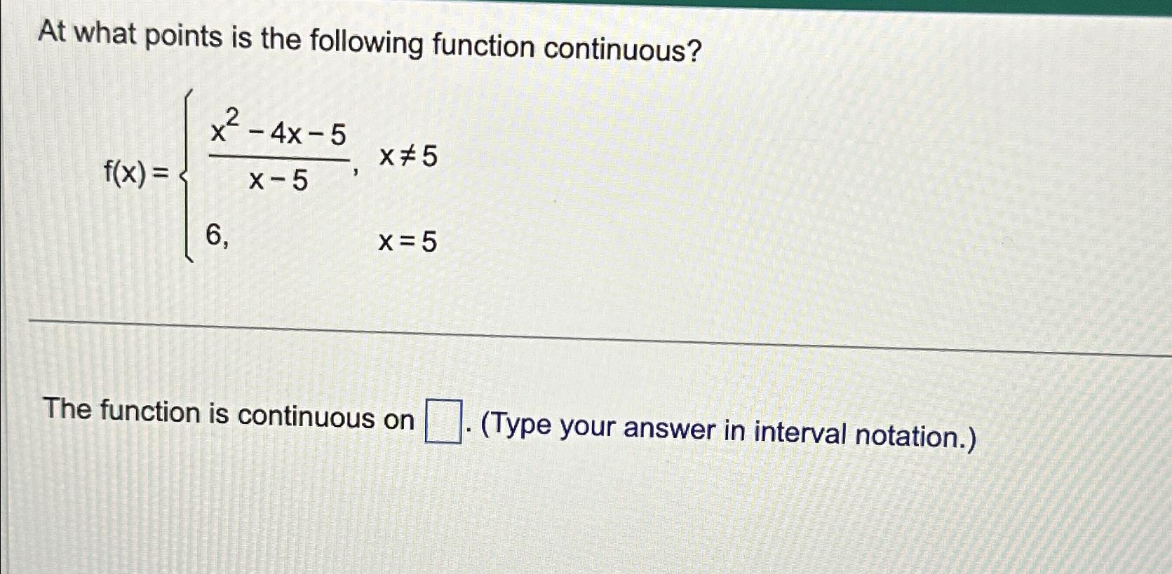 Solved At what points is the following function | Chegg.com