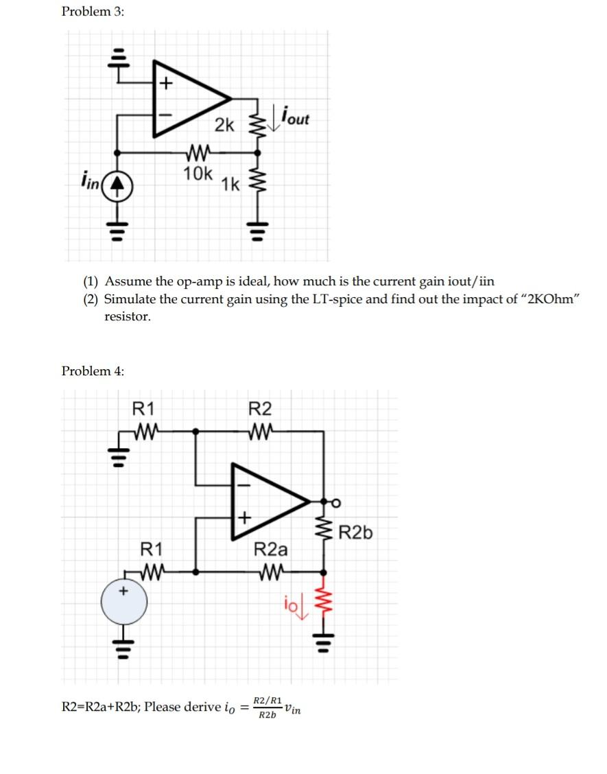 Solved Problem 3: H 2k lout w 10k 1k Mm! lin -400 (1) Assume | Chegg.com