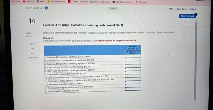 Solved Exercise 4-16 (Algo) Calculate operating cash flows | Chegg.com