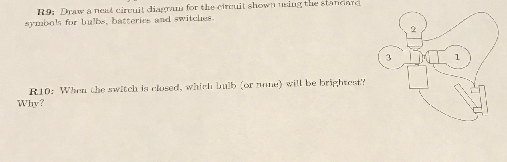 Solved R9: Draw a neat circuit diagram for the circuit shown | Chegg.com