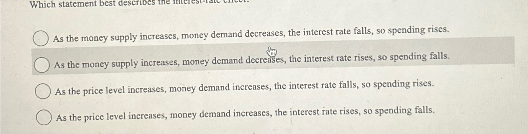 Solved As the money supply increases, money demand | Chegg.com