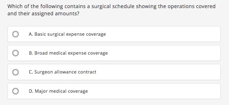 Solved Which of the following contains a surgical schedule | Chegg.com