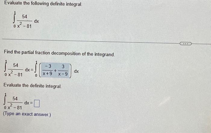 Solved Evaluate the following definite integral. | Chegg.com