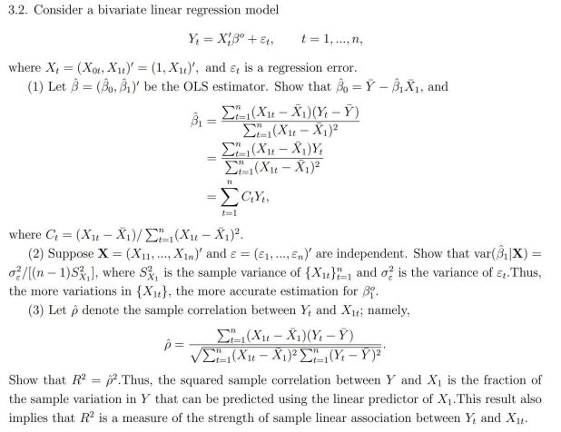 3.2. ﻿Consider a bivariate linear regression | Chegg.com