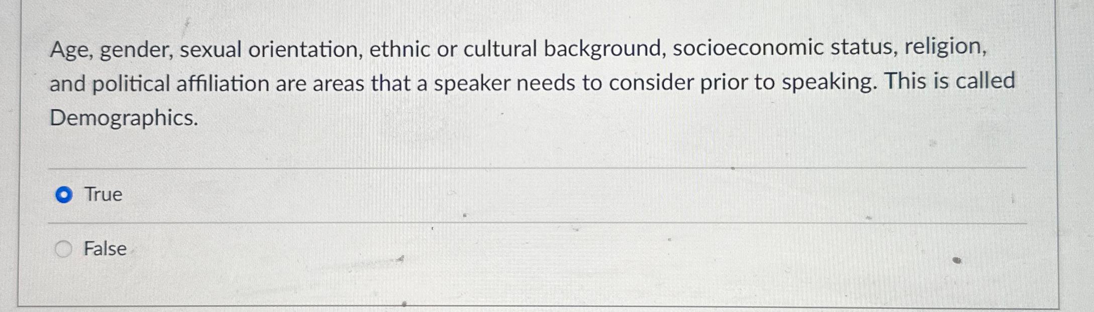 Solved Age, gender, sexual orientation, ethnic or cultural | Chegg.com